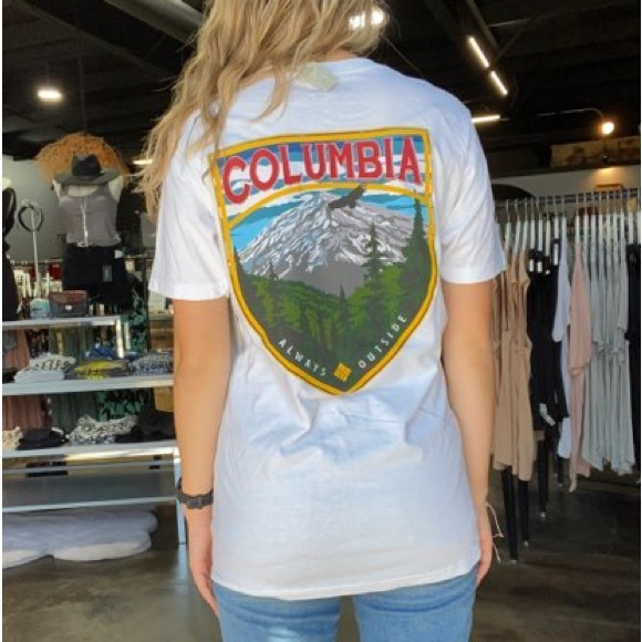 Columbia | Shirts | Columbia Mens Tee Mountain New Eagle White Always ...